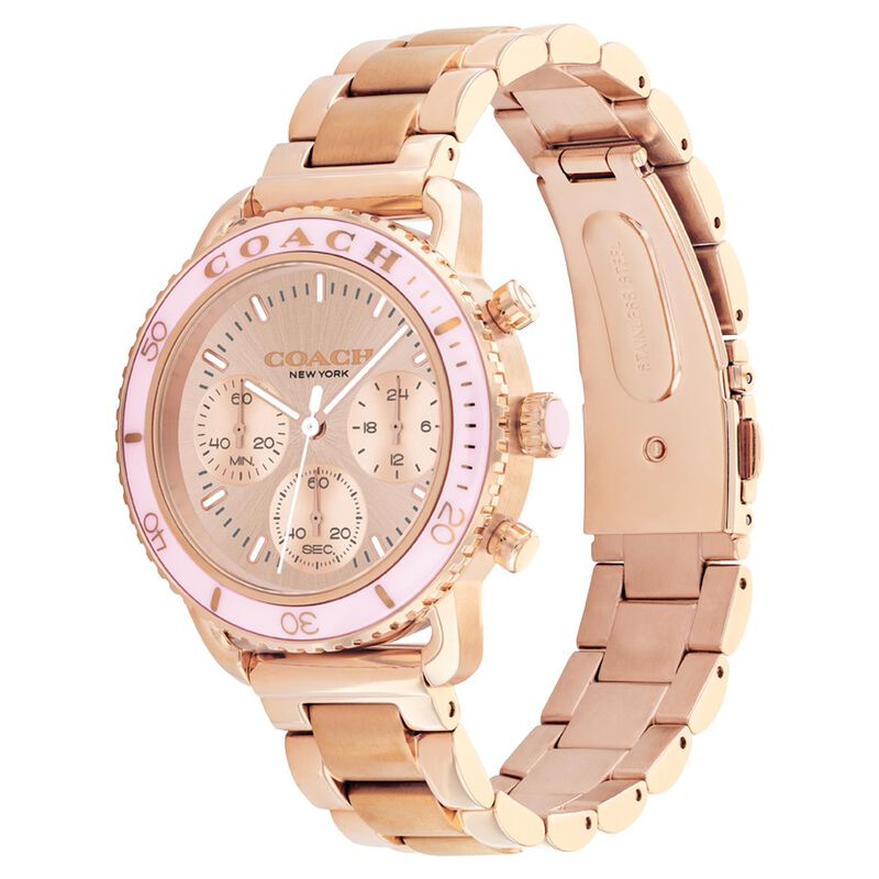 Buy Online Coach Quartz Chronograph Pink Dial Stainless Steel Strap ...