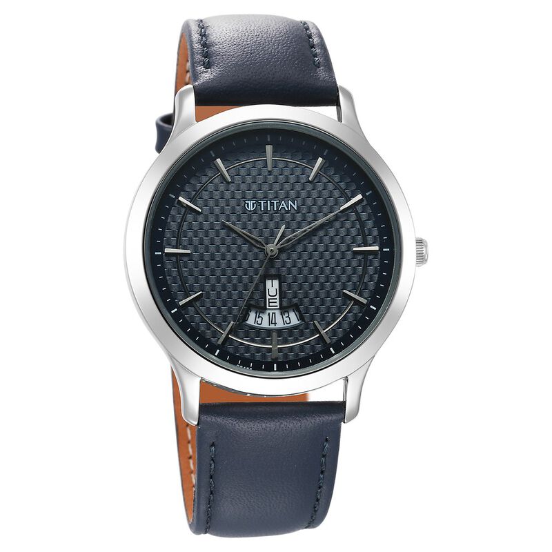 Buy Online Titan Karishma Quartz Analog Blue Dial Leather Strap Watch ...