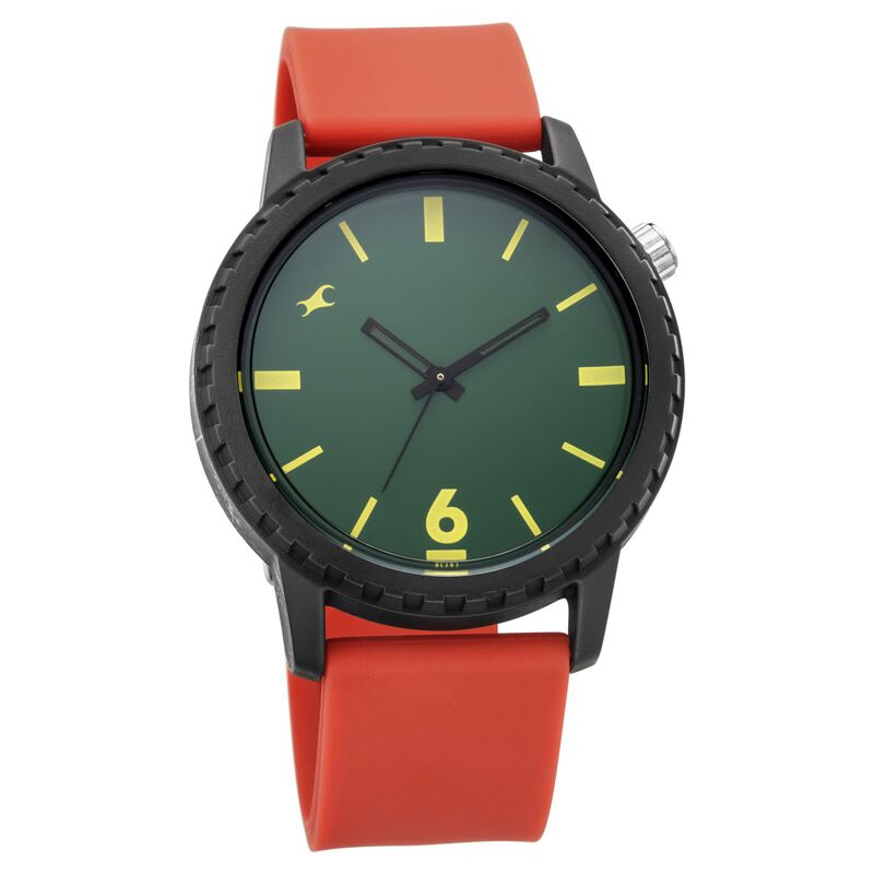 Buy Online Fastrack Quartz Analog Green Dial Silicone Strap Watch for ...