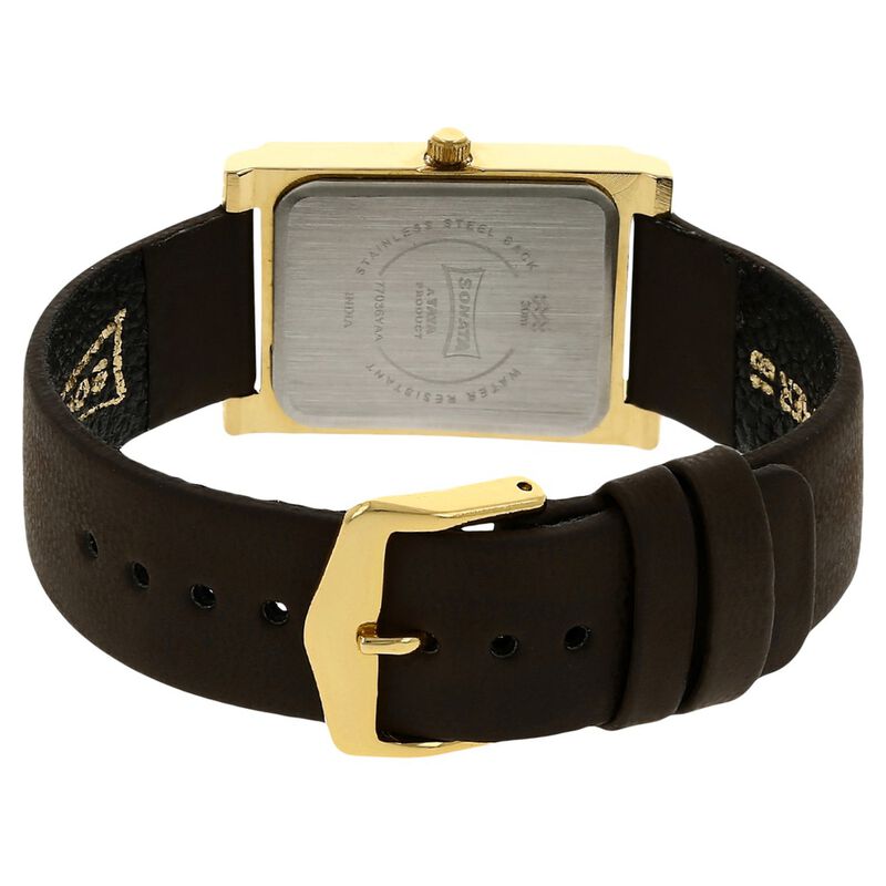 Buy Online Sonata Quartz Analog Champagne Dial Leather Strap Watch for ...
