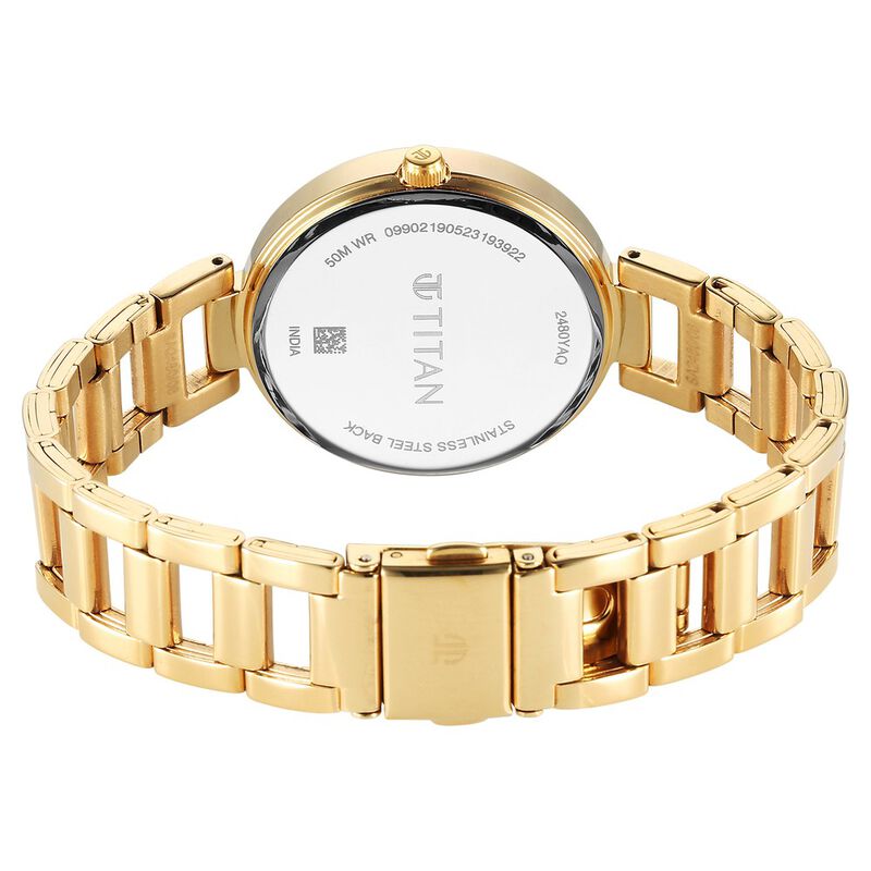 Buy Online Titan Workwear Quartz Analog White Dial Golden Stainless ...