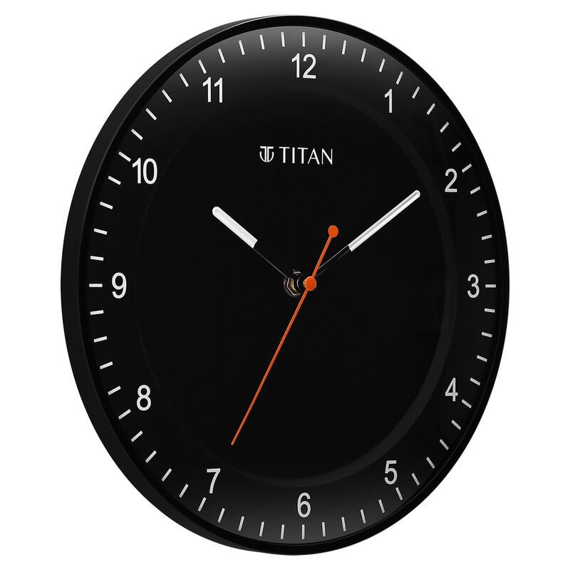 Buy Online Titan Contemporary Black Wall Clock with Domed Glass and ...
