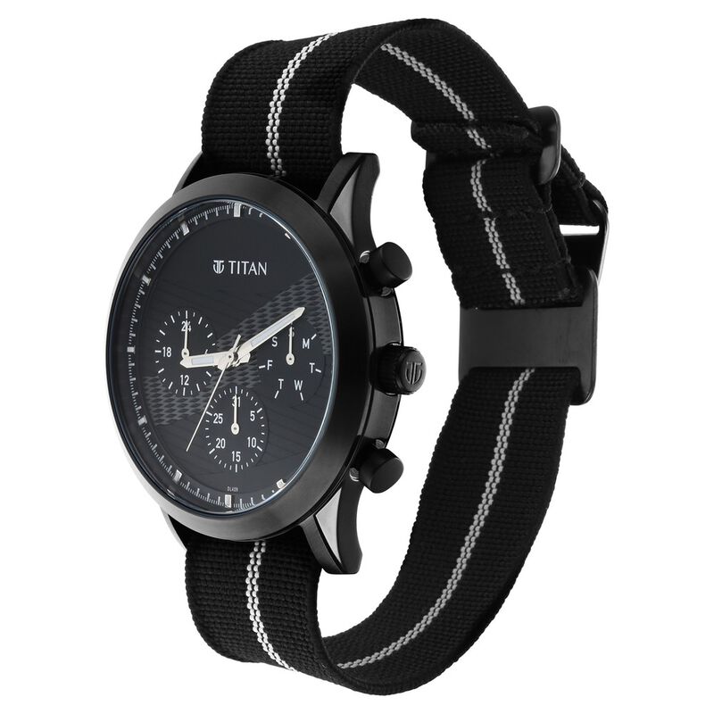 Buy Online Titan Athleisure Black Dial Quartz Multifunction Nylon Strap ...