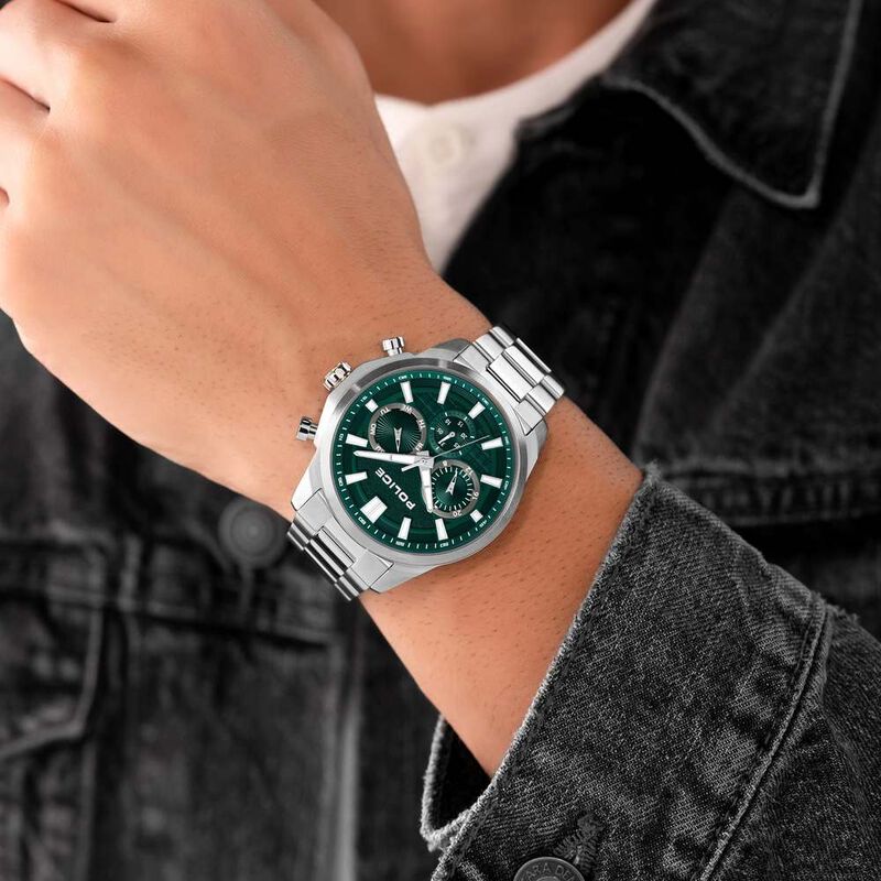 Buy Online Police Quartz Multifunction Green dial Metal Strap Watch for ...