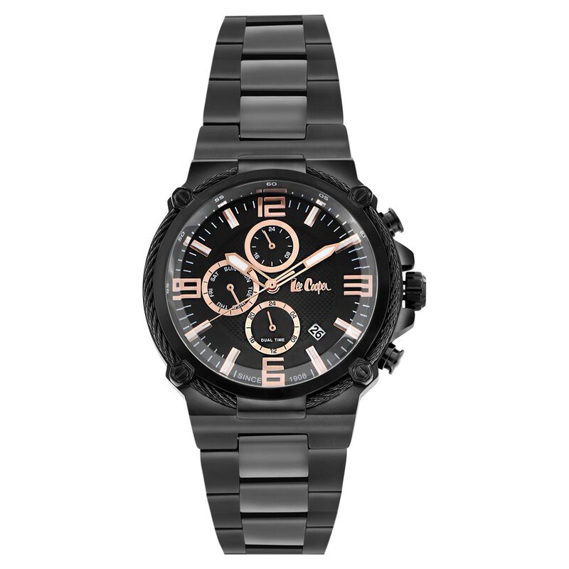 Buy Online Lee Cooper Quartz Multifunction Black Dial Metal Strap Watch ...