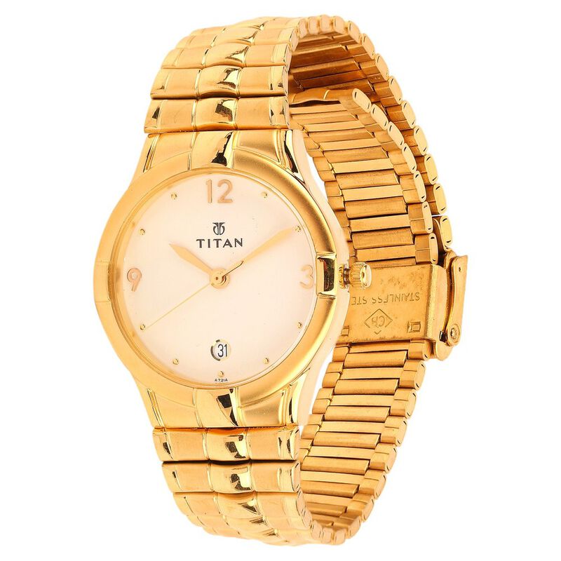 Buy Online Titan Quartz Analog with Date White Dial Metal Strap Watch ...