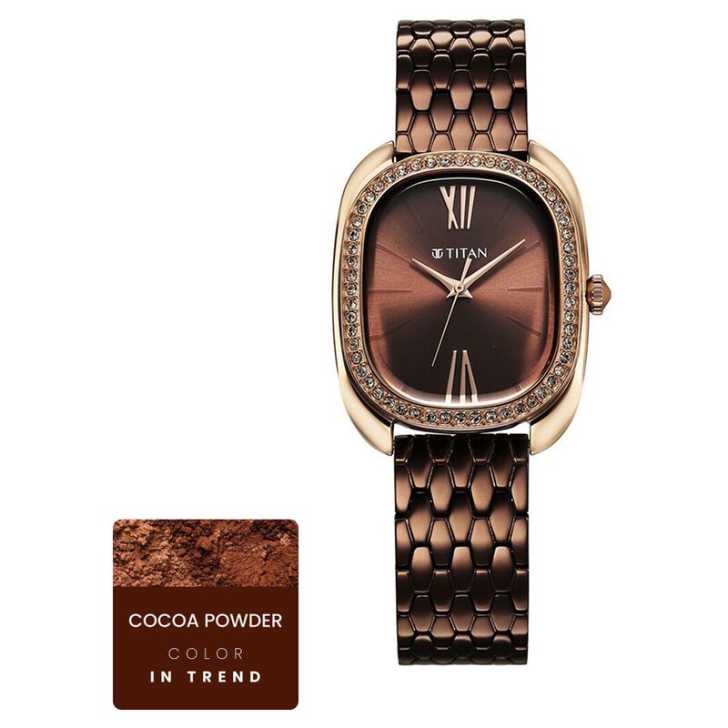 Buy Online Titan Glamour Quartz Analog Brown Dial Brown Stainless Steel ...