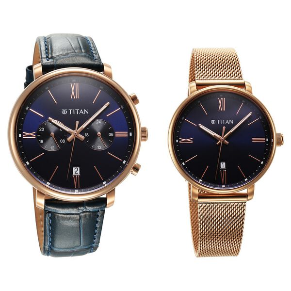 Buy Online Titan Bandhan Quartz Analog with Date Blue Leather and ...