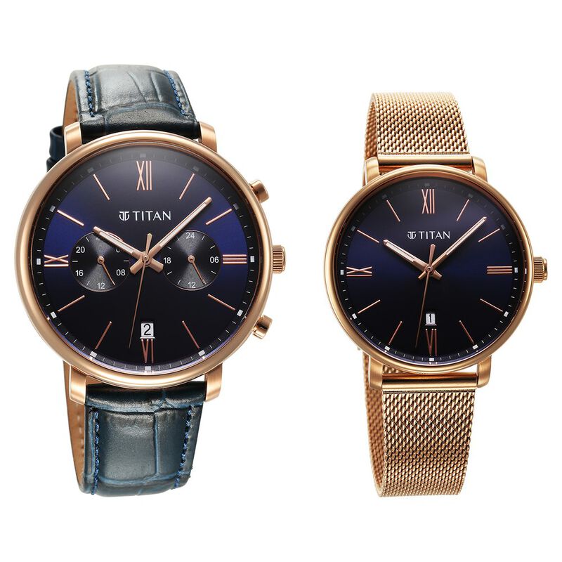 Buy Online Titan Bandhan Quartz Analog with Date Blue Leather and ...