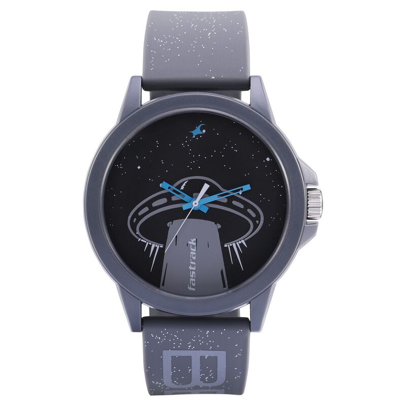 Fastrack Space Rover Quartz Analog Black Dial Silicone Strap Unisex Watch