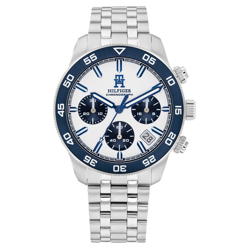Buy Online Tommy Hilfiger Chronograph White Dial Silver Color Stainless ...
