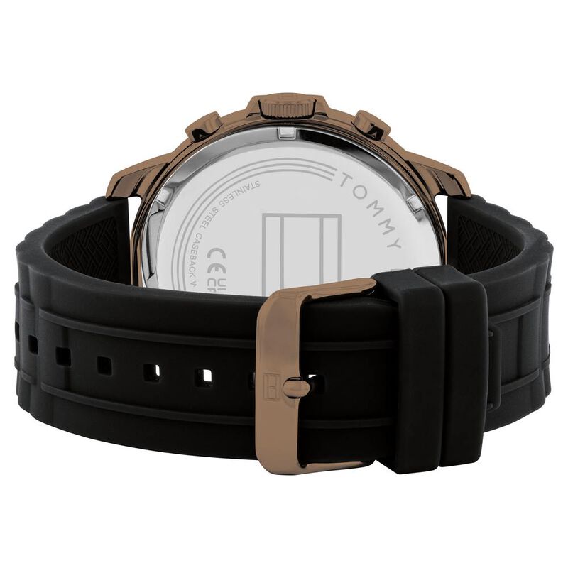 Buy Online Tommy Hilfiger Quartz Multifunction Black Dial Silicone ...