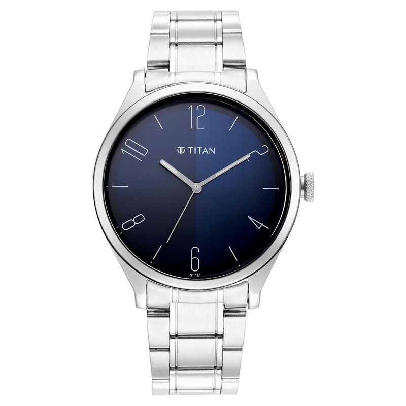 Buy Online Titan Quartz Analog Blue Dial Stainless Steel Strap Watch ...