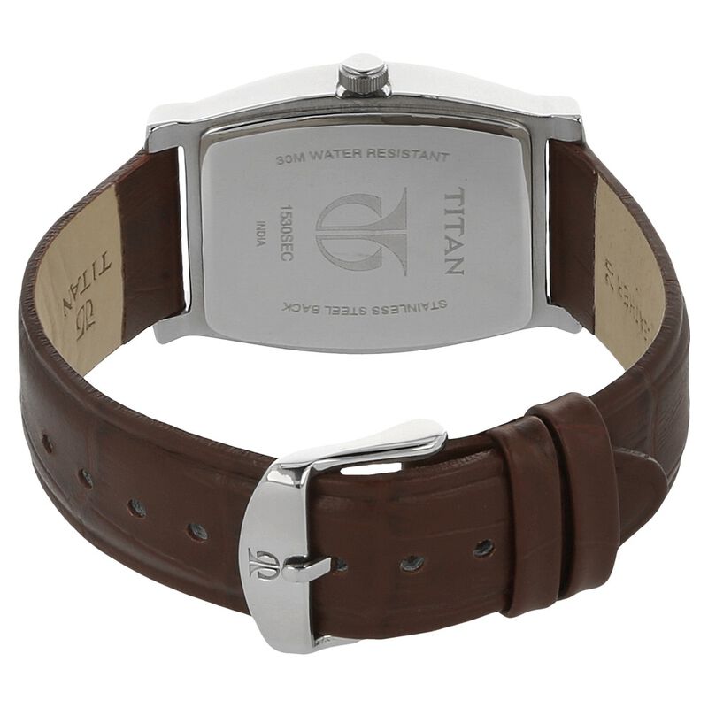 Buy Online Titan Quartz Analog with Date Silver Dial Leather Strap ...