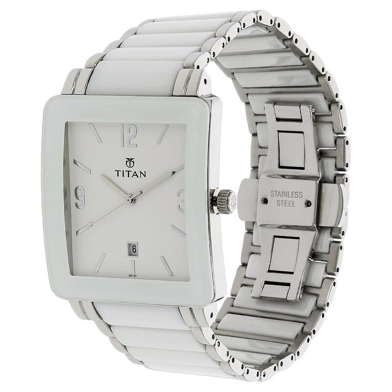 Buy Online Titan White Dial Analog with Date Bimetal Strap watch for ...