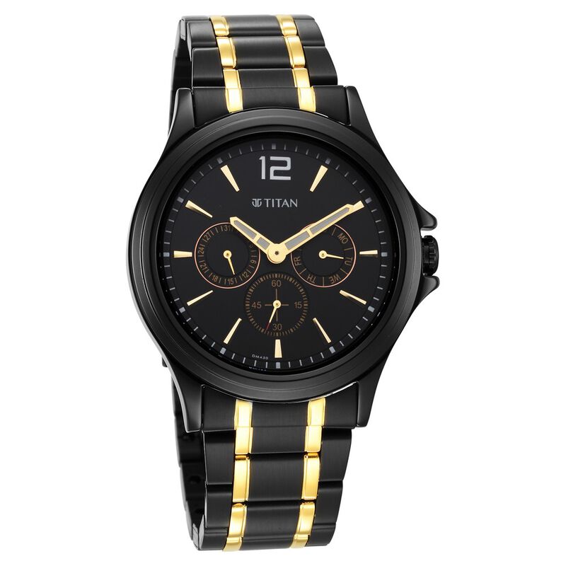 Buy Online Titan Black and Gold Black Dial Quartz Multifunction ...