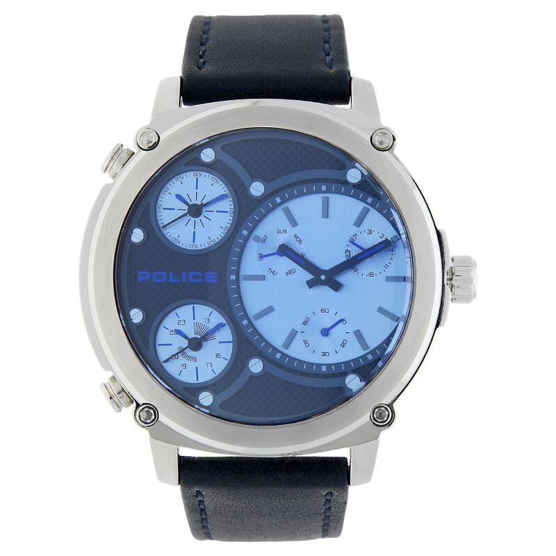 Buy Online Police Quartz Multifunction Black Dial Leather Strap Watch ...