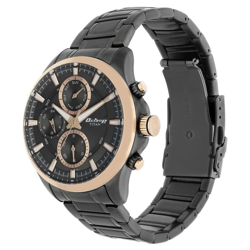 Buy Online Titan Octane Quartz Multifunction Black Dial Stainless Steel ...