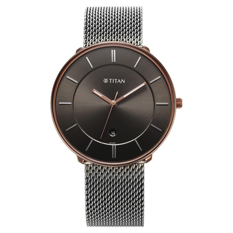 Buy Online Titan Quartz Analog Anthracite Dial Stainless Steel Strap ...