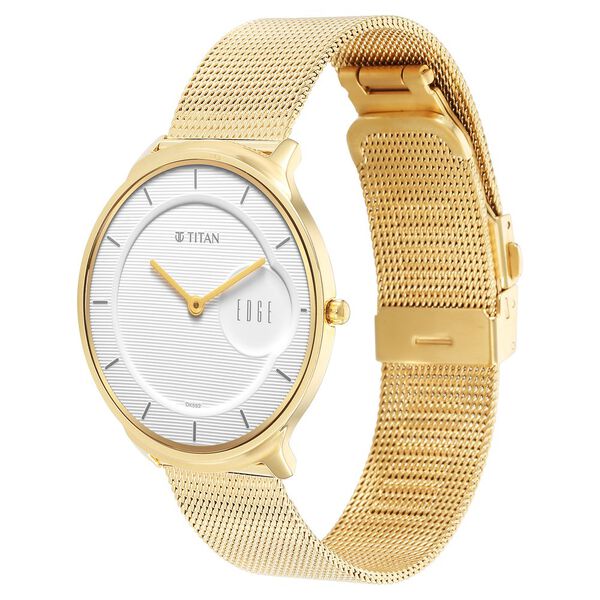Buy Online Titan Edge Baseline White Dial Analog Stainless Steel Strap ...