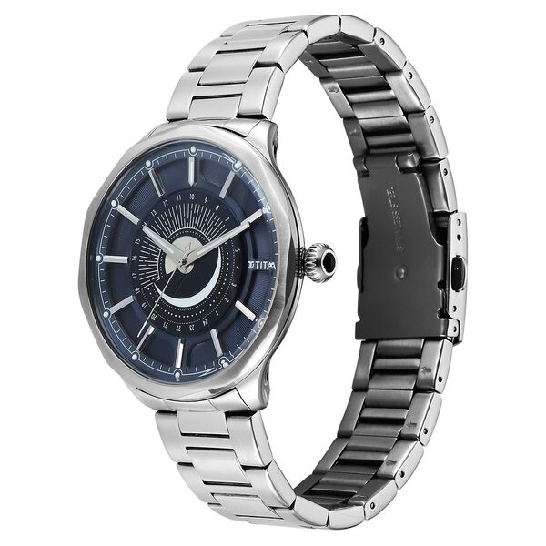Buy Online Titan Stellar Analog with Sun Moon Phase and Blue Dial ...