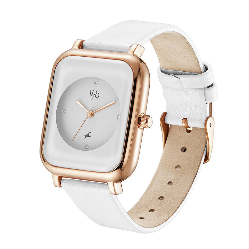 Buy Online Fastrack Vyb Muse Quartz Analog White Dial Leather Strap ...