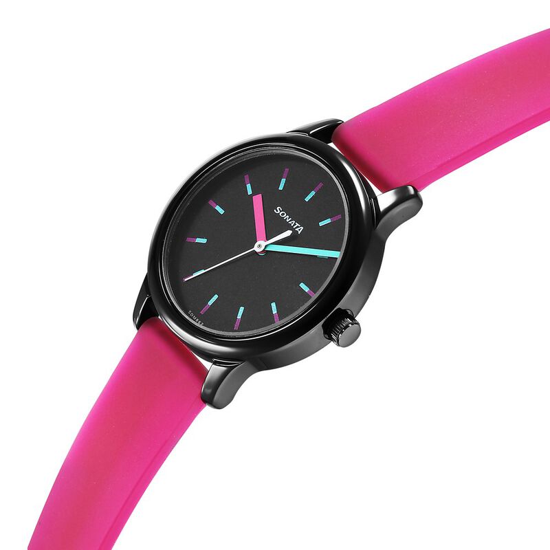 Buy Online Sonata Splash Black Dial Women Watch With Plastic Strap ...