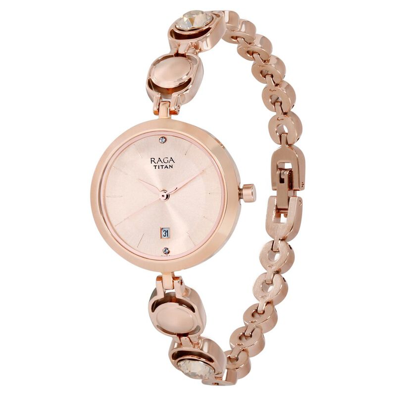 Buy Online Titan Raga Viva Rose Gold Dial Analog with Date Metal Strap ...