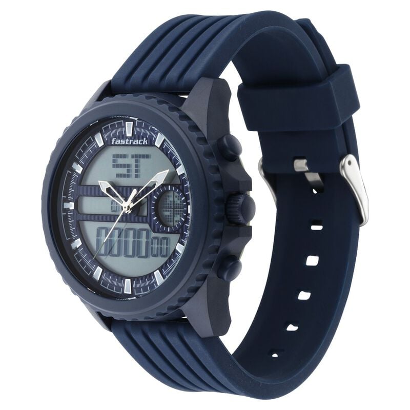 Buy Online Fastrack Streetwear Quartz Analog Digital Blue Dial PU Strap ...