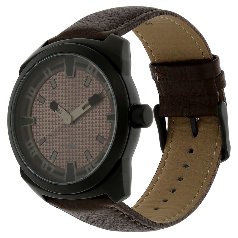 Buy Online Fastrack Quartz Analog Brown Dial Leather Strap Watch for ...