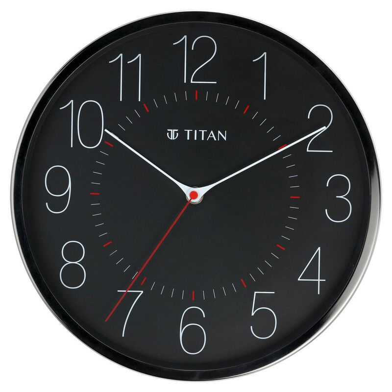 Buy Online Titan Metallic Black Wall Clock with Slim Hands - 30 cm x 30 ...