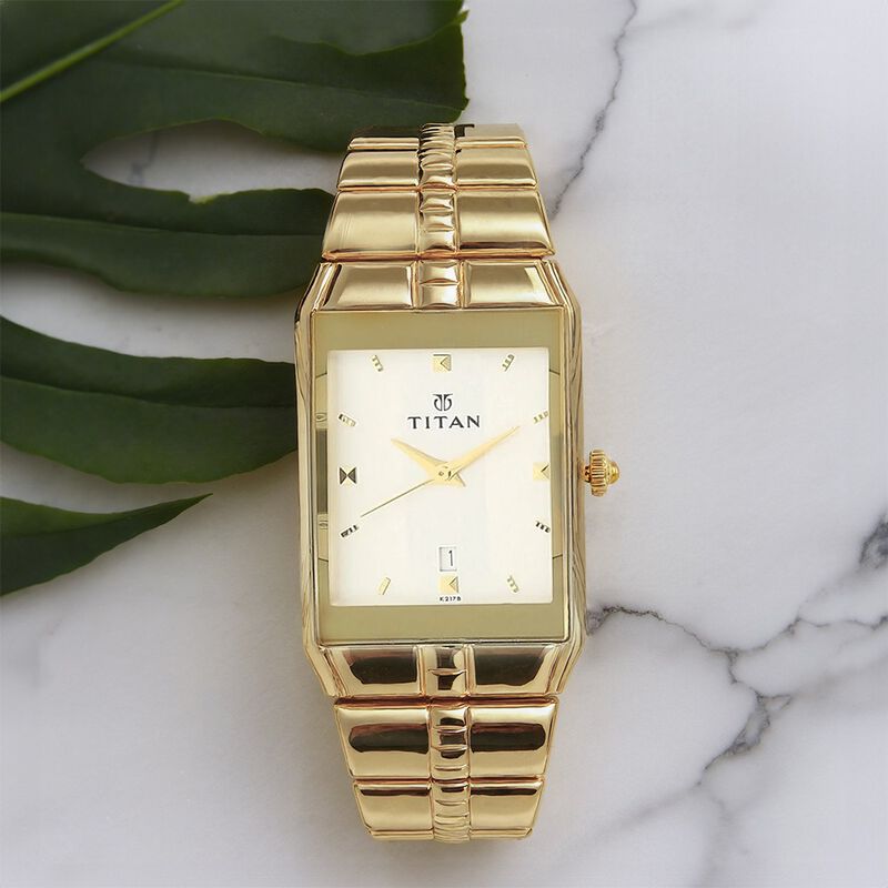 Buy Online Titan Analog with Date Silver Dial Metal Strap watch for Men ...