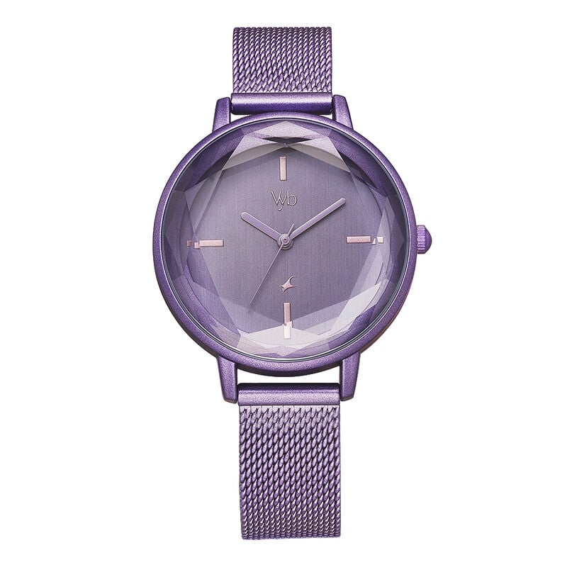 Buy Online Fastrack Vyb Aurora Quartz Analog Purple Dial Stainless ...
