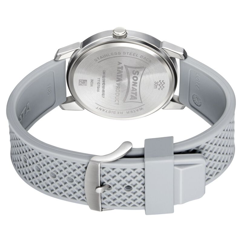 Buy Online Sonata Smart Plaid Quartz Analog Grey Dial TPU Strap Watch ...