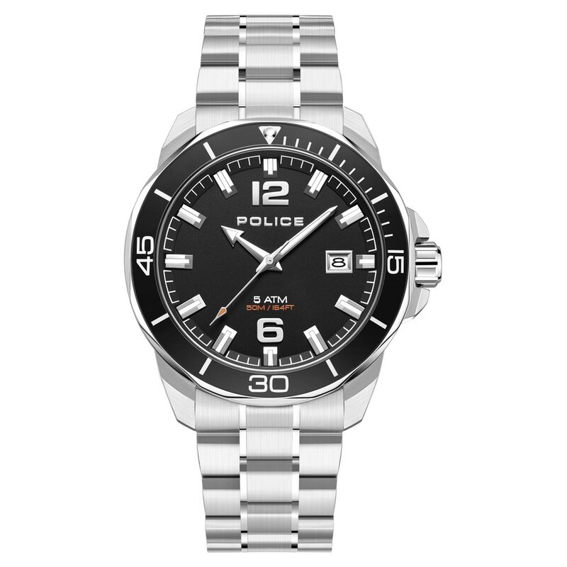 Buy Online Police Quartz Analog with Date Black Dial Stainless Steel ...
