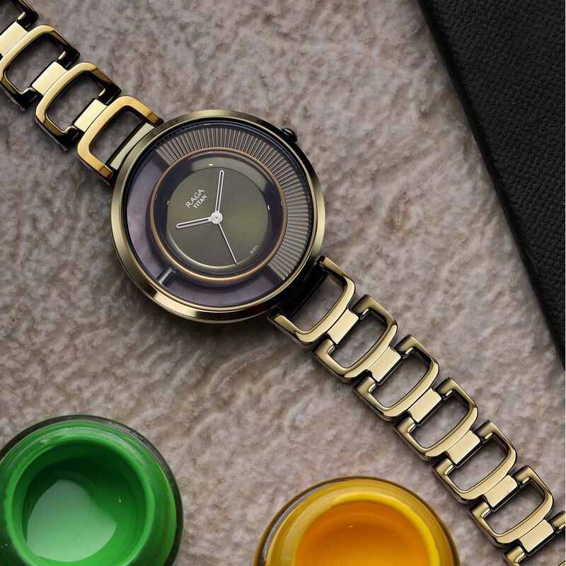 Buy Online Titan Raga Moments Of Joy Green Dial Women Watch With Metal ...