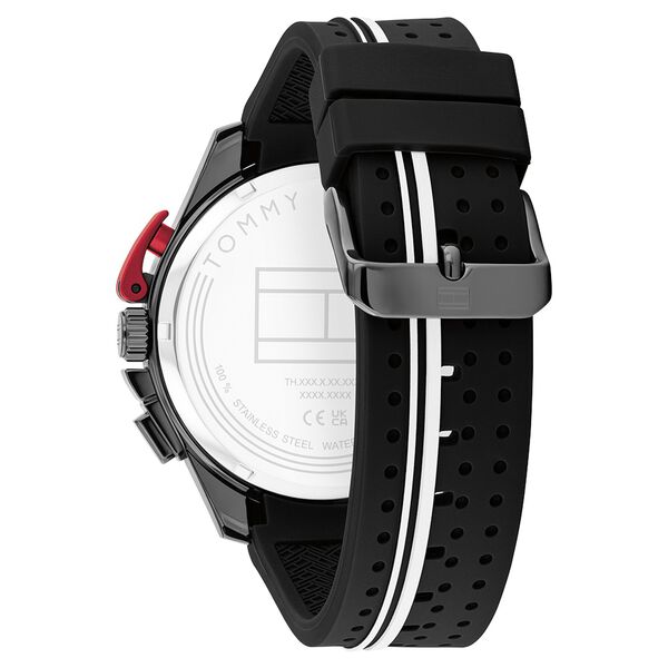 Buy Online Tommy Hilfiger Quartz Chronograph Black Dial Black Silicone ...