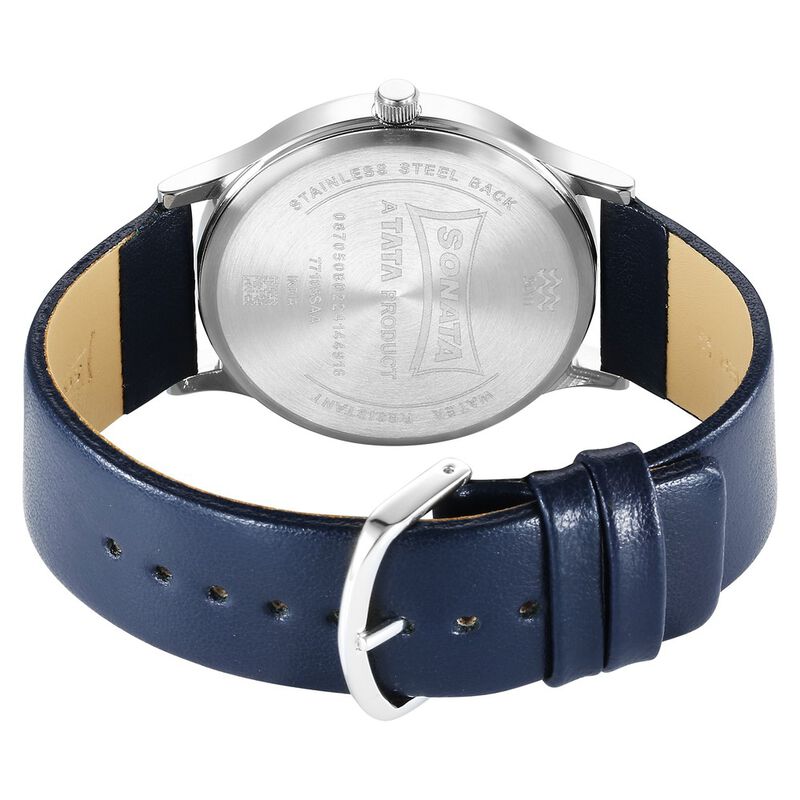 Buy Online Sonata Aspire Quartz Analog Black Dial Leather Strap Watch ...