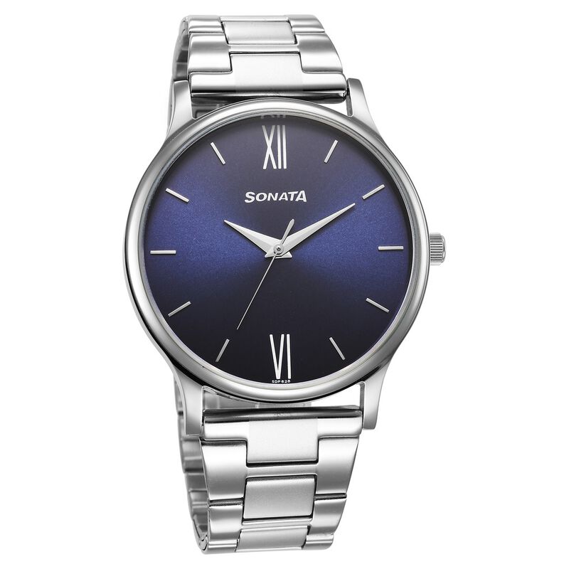 Buy Online Sonata Aspire Quartz Analog Blue Dial Stainless Steel Strap ...