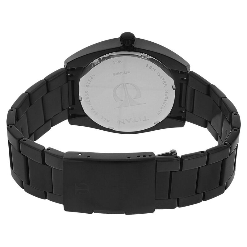 Buy Online Titan Quartz Analog Black Dial Stainless Steel Strap Watch ...