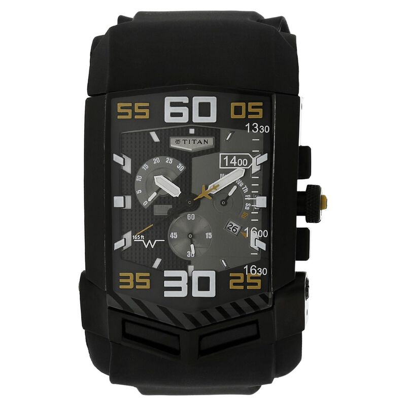 Buy Online Titan Squadron Black Dial Chronograph Stainless Steel Strap ...