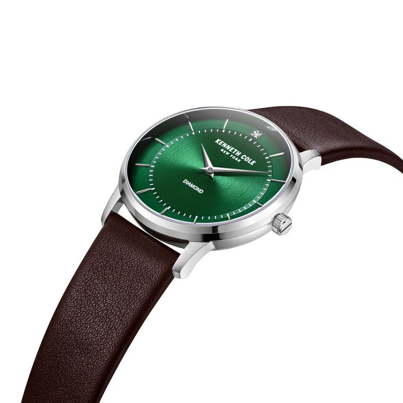 Buy Online Kenneth Cole Quartz Analog Green Dial Leather Strap Watch ...