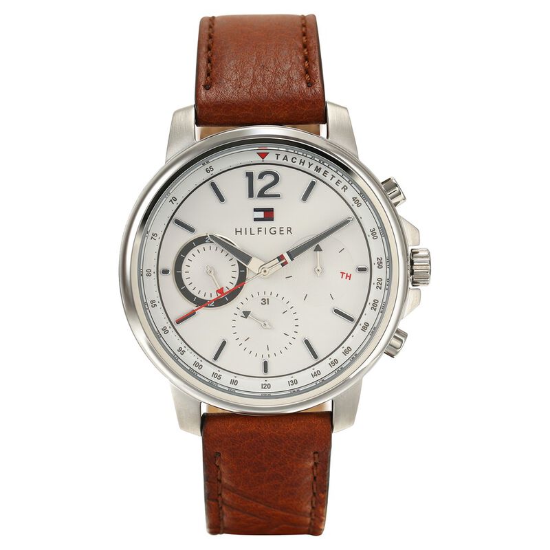 Buy Online Tommy Hilfiger Quartz Multifunction Silver Dial Leather ...