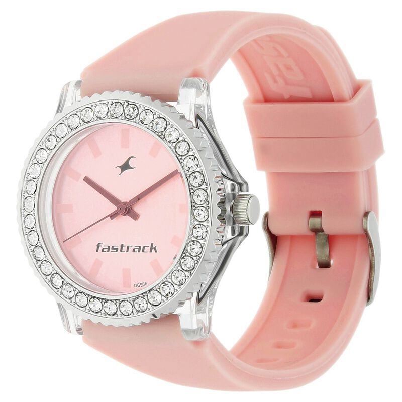 Buy Online Fastrack Quartz Analog Pink Dial Plastic Strap Watch for ...