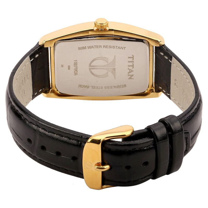 Buy Online Titan Tycoon Champagne Dial Analog with Date Leather Strap ...