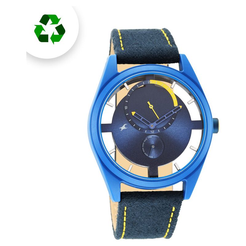 Buy Online Fastrack Revibe Quartz Multifunction Blue Dial Fabric Strap ...
