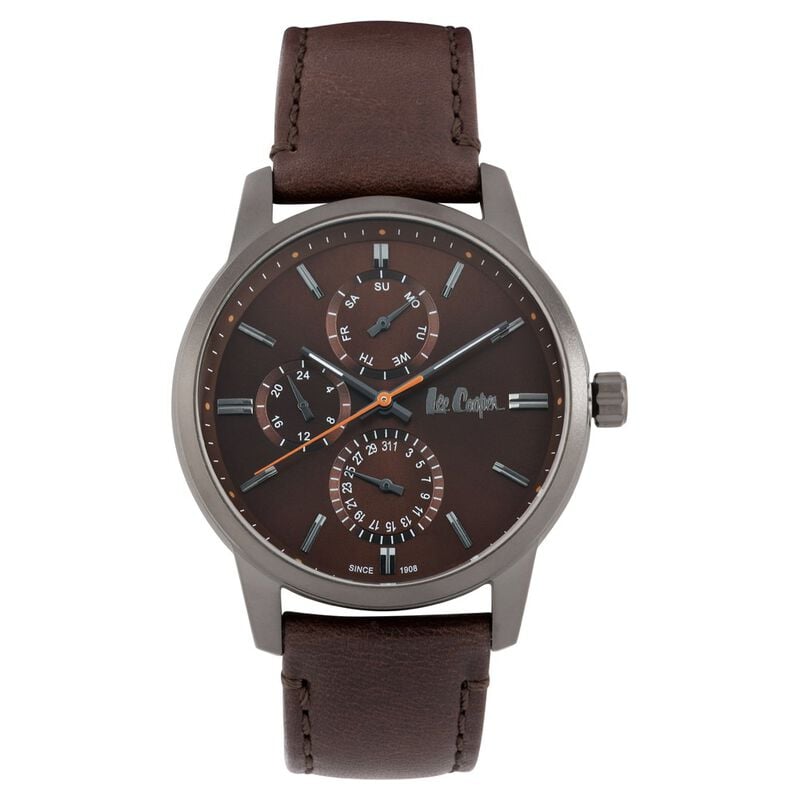 Buy Online Lee Cooper Quartz Multifunction Brown Dial Leather Strap ...