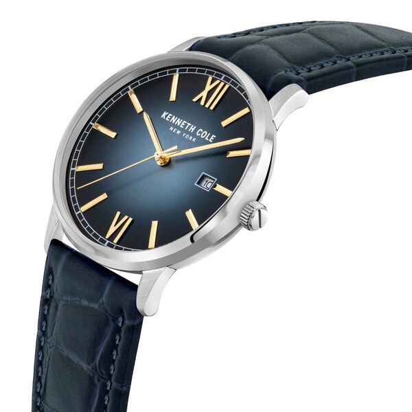 Buy Online Kenneth Cole Blue Dial Leather Strap Watch For Men ...