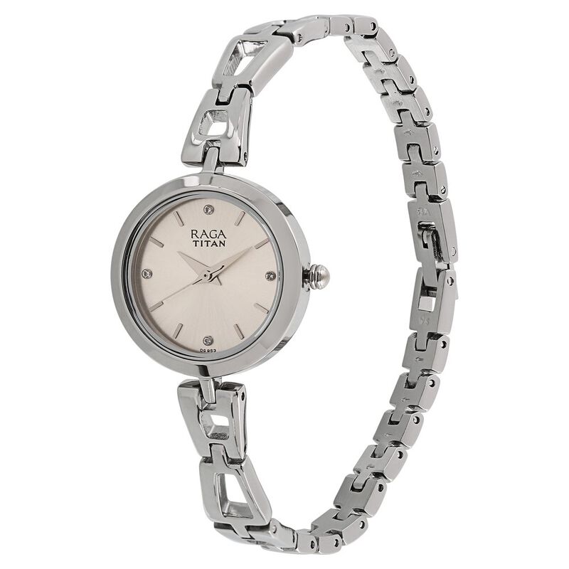 Buy Online Titan Raga White Dial Quartz Analog Metal Strap Watch for ...
