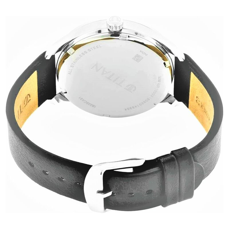 Buy Online Titan Evoke Blue Dial Analog with Day and Date Leather Strap ...